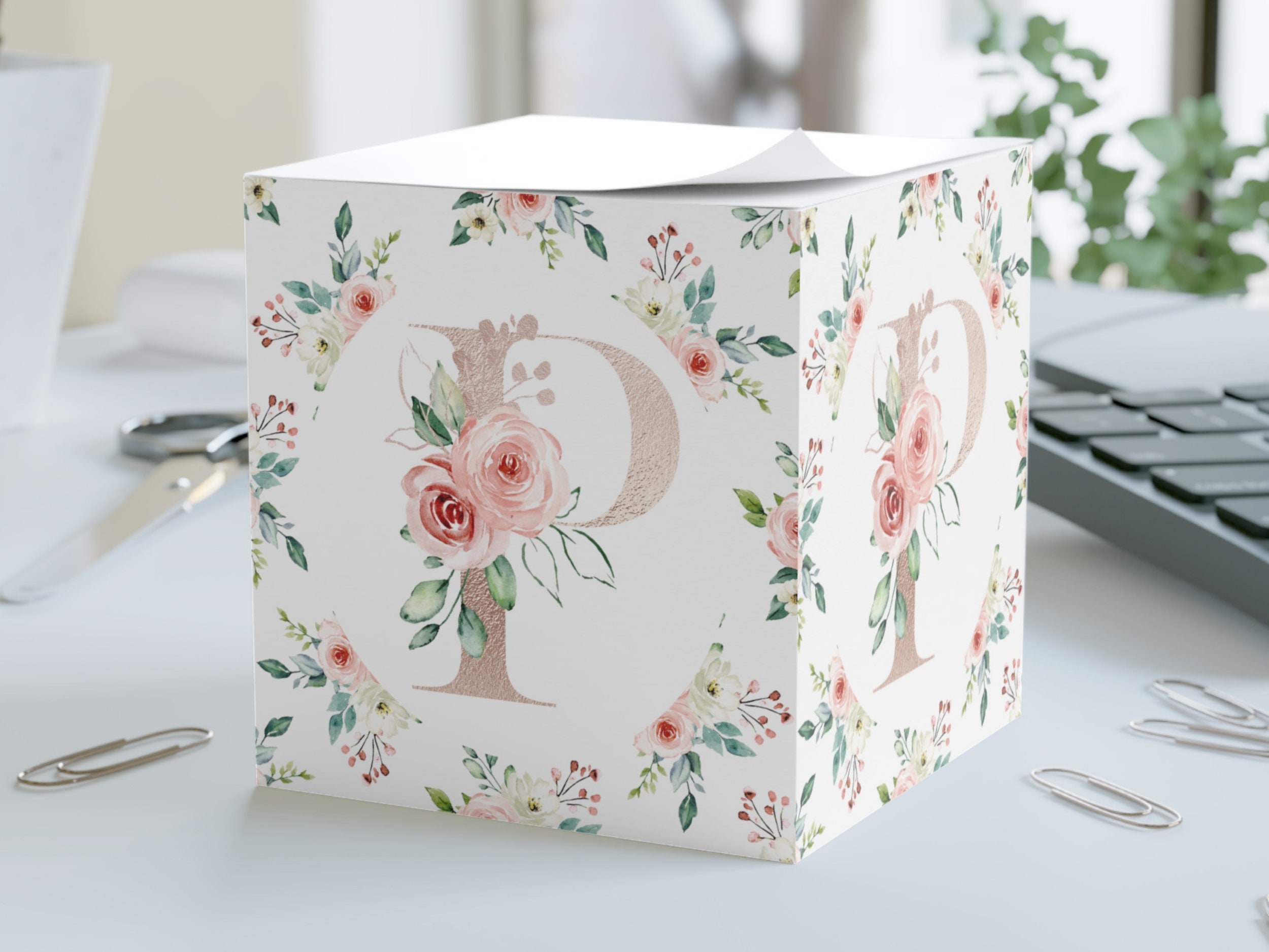 Monogram Note Cube Personalized Paper Note Cube Custom T For Her 3741