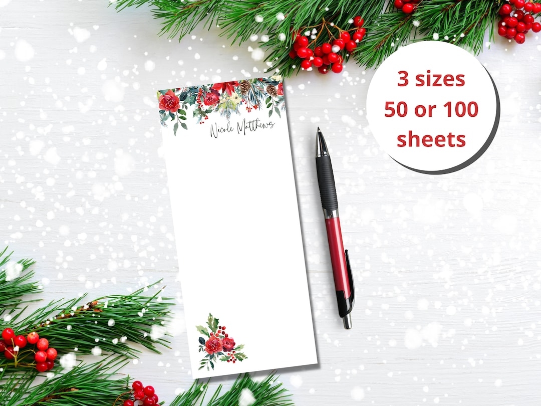 HOLIDAY Notepad, Personalized Notepad, Holiday Stationery, Writing Pad ...