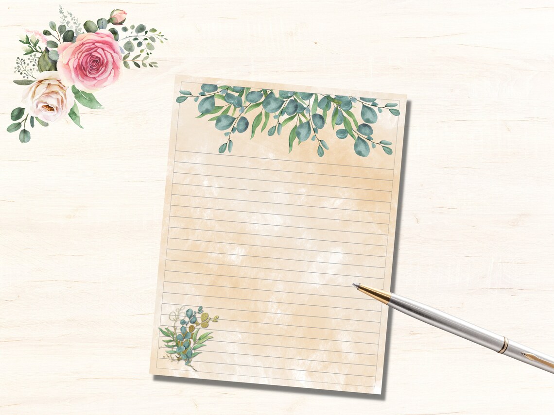 Printable Stationery, Eucalyptus Digital Stationery, Eucalyptus Digital ...