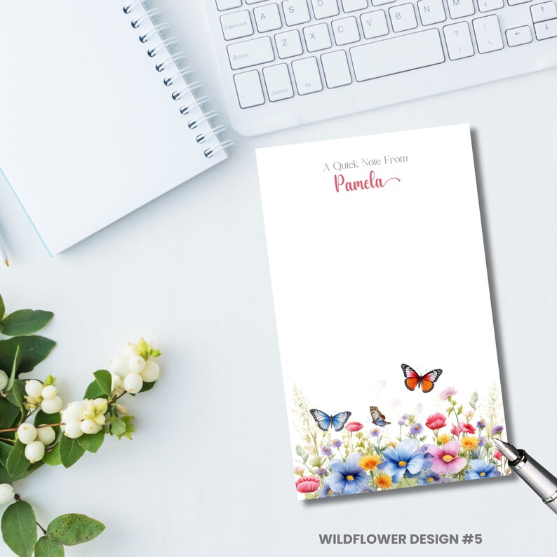 Wildflower Notepad With YOUR Name, Personalized Notepad, Custom Notepad ...