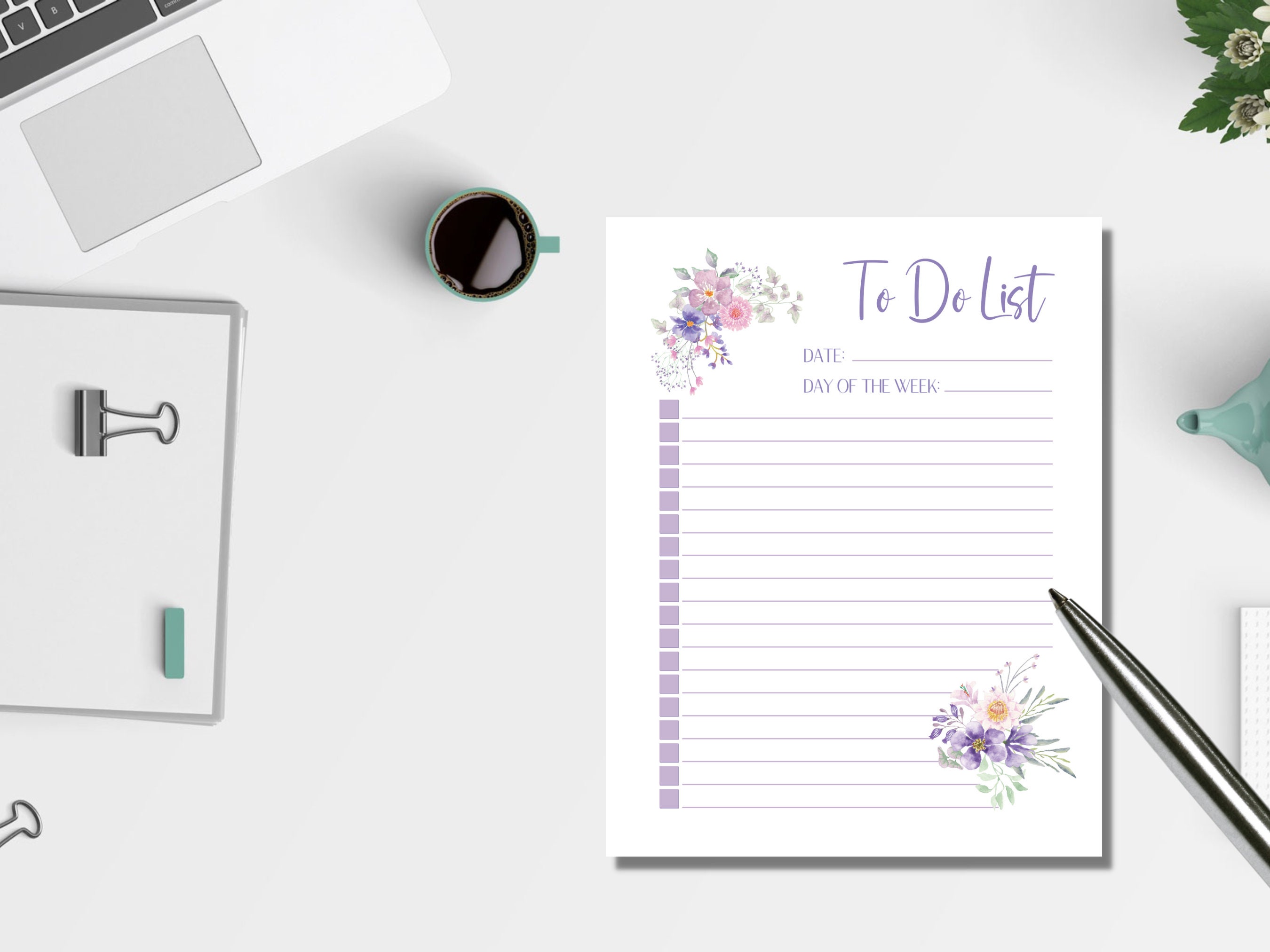 Purple Bouquet To-do List, Instant Download To-do List, To-do List, To ...