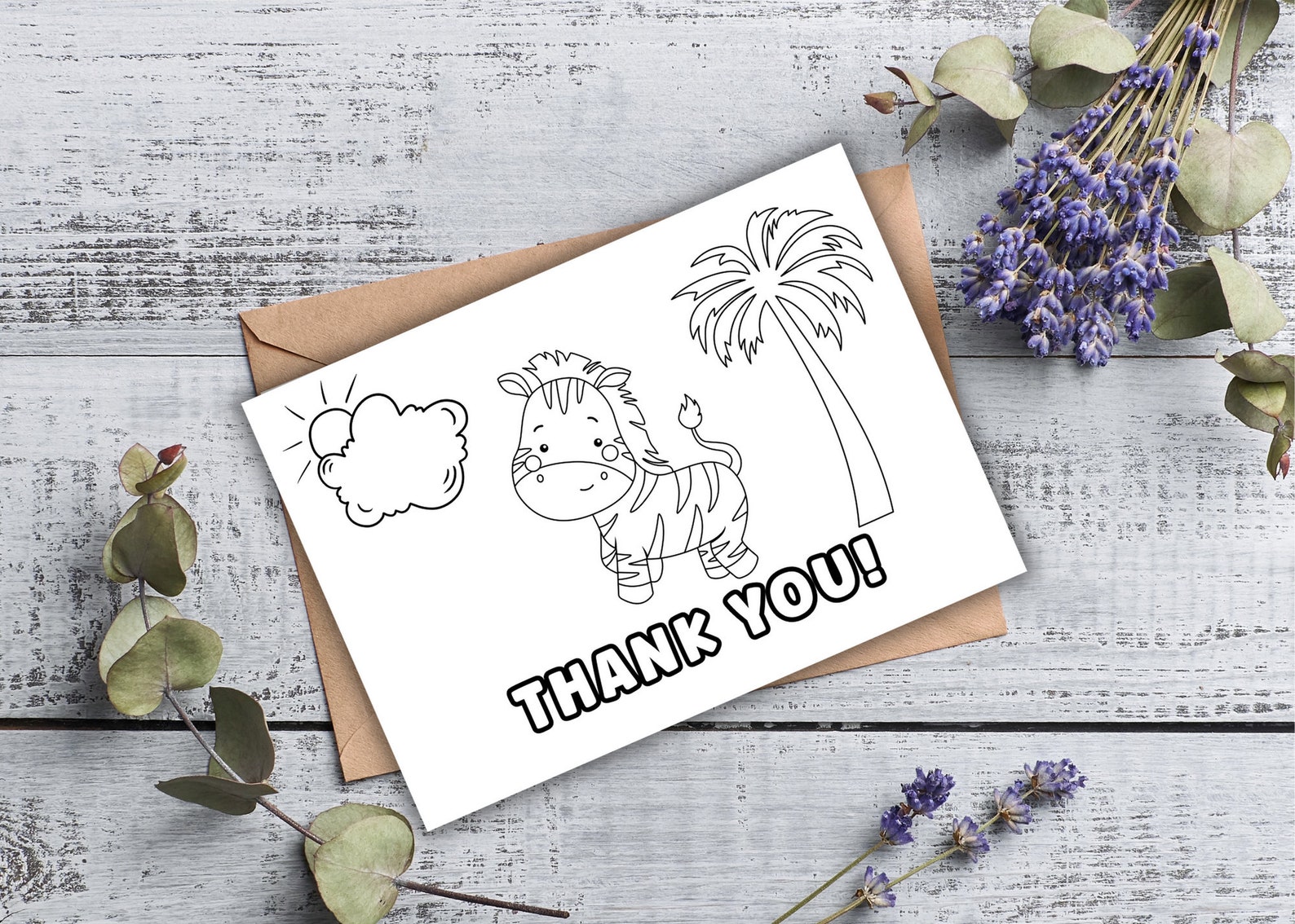 PRINTABLE Thank You Coloring Card Kid's Thank You Note - Etsy