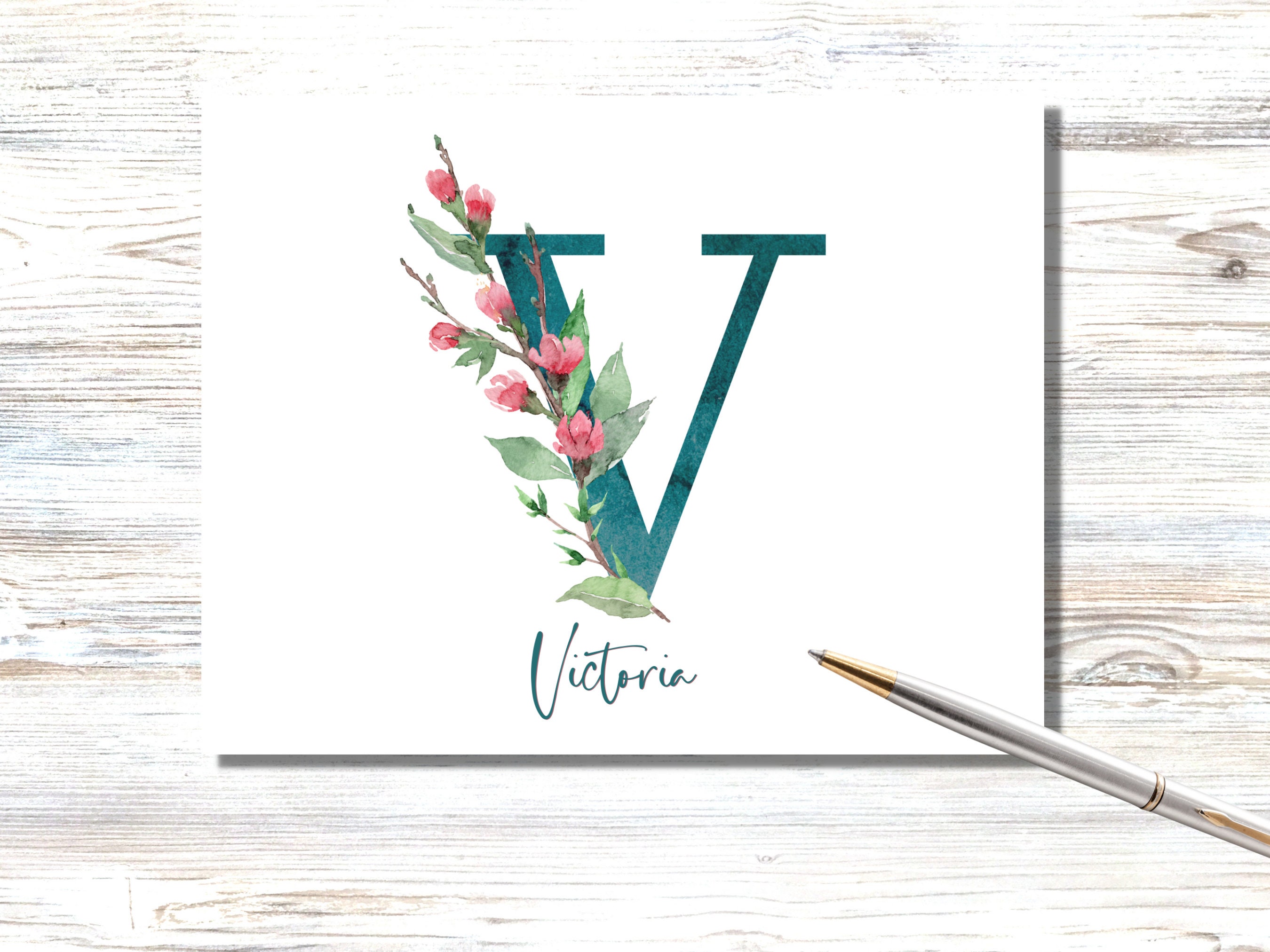 Personalized Note Card Set, Flat Notecards and Envelopes, Boxed ...