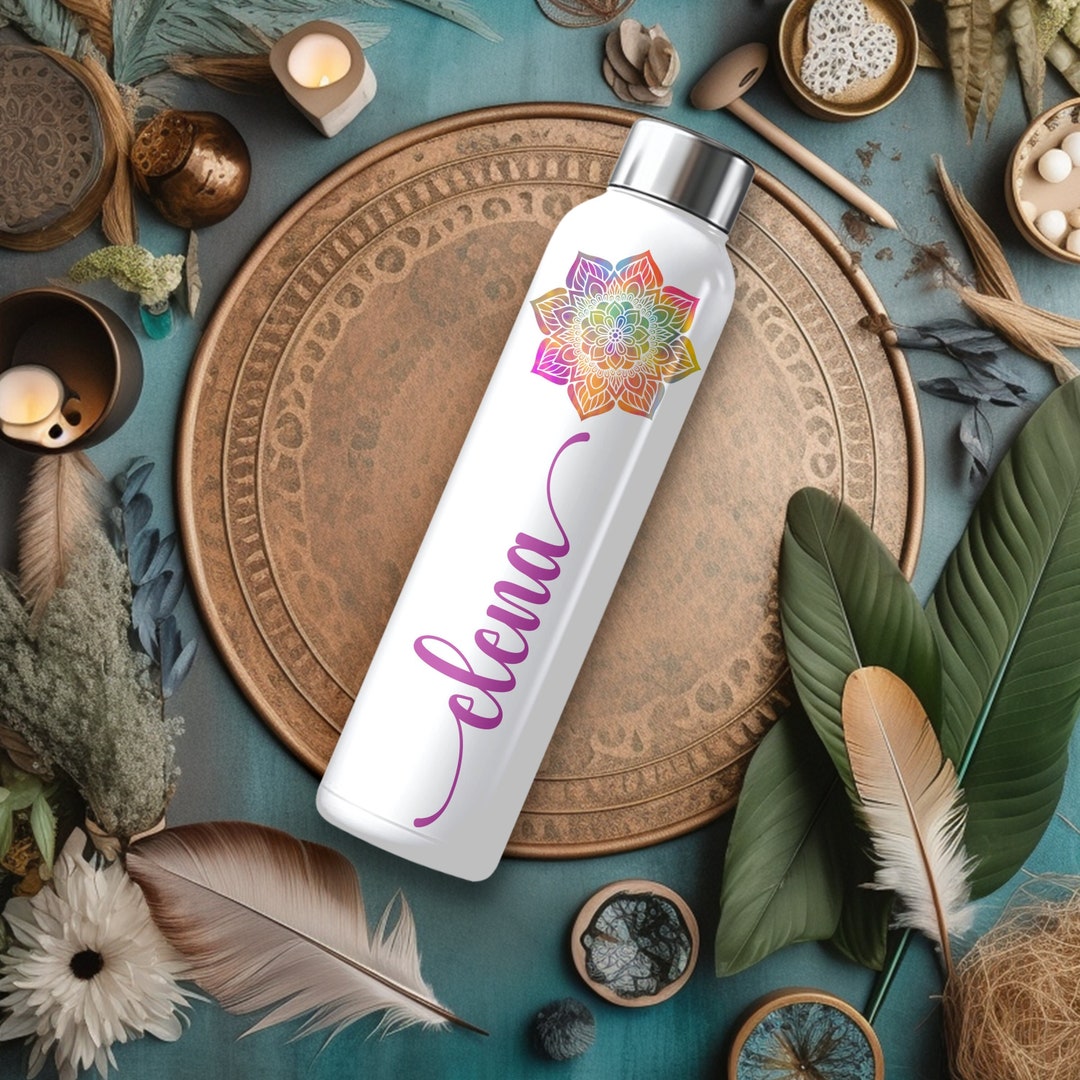 Rainbow Mandala Stainless Steel Water Bottle, Custom Water Bottle, Gift ...