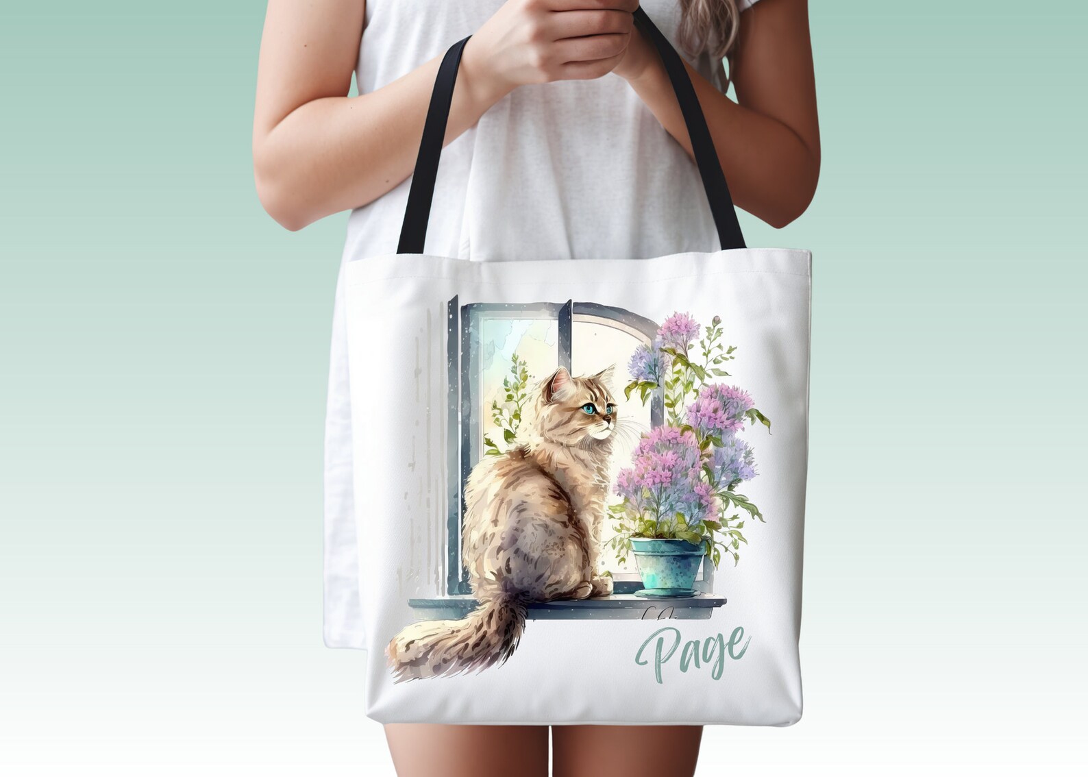 Personalized Tote Bag, Cat Lover's Tote Bag, Gift for Her, Custom Cat ...