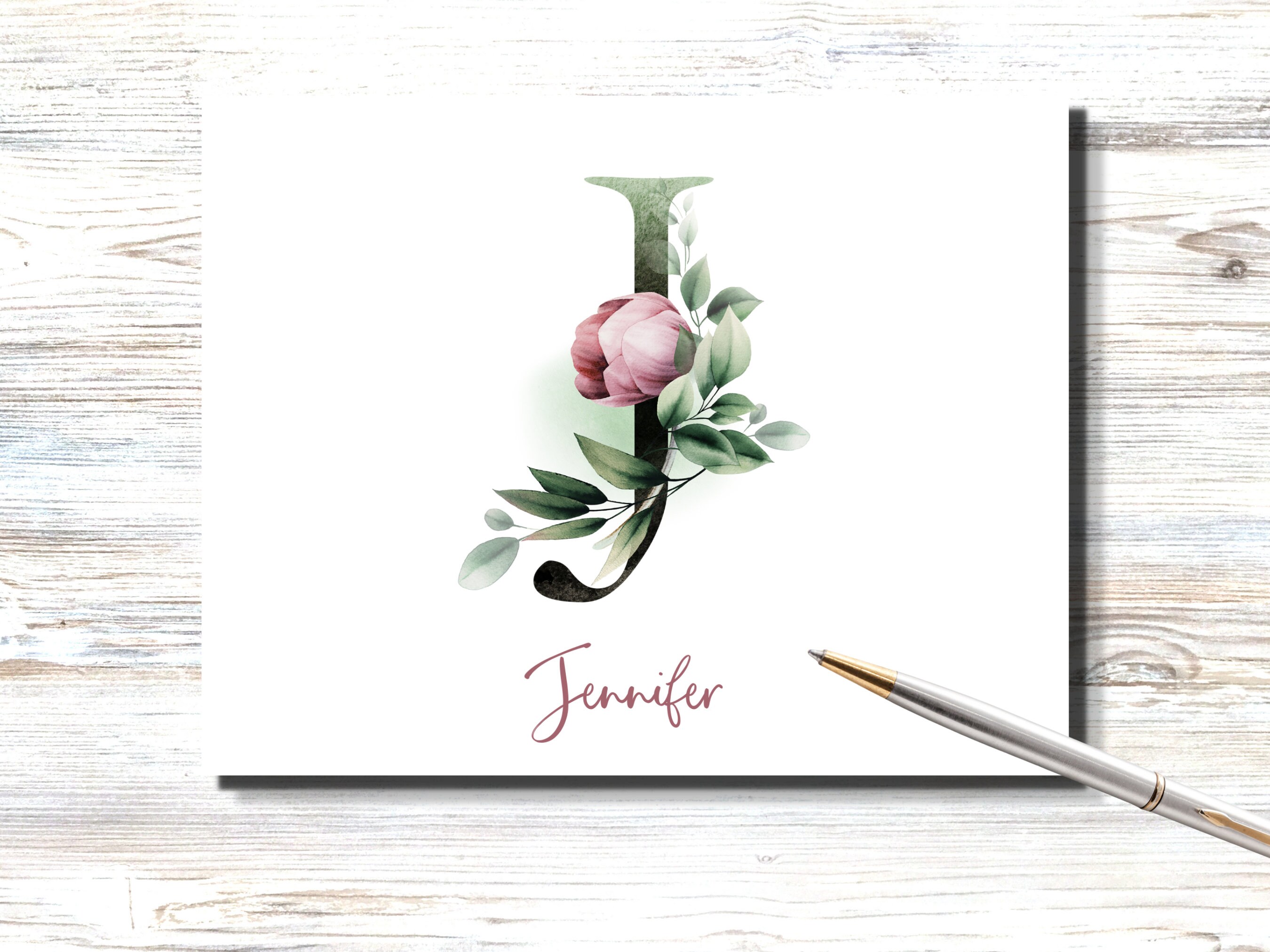 Personalized Note Card Set, Flat Notecards and Envelopes, Boxed ...