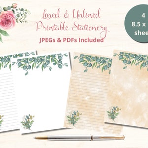 Printable Stationery, Eucalyptus Digital Stationery, Eucalyptus Digital ...