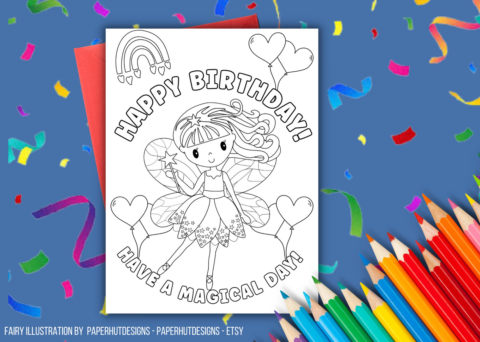PRINTABLE Fairy Birthday Coloring Card Set, Kid's Birthday Cards, Fairy ...