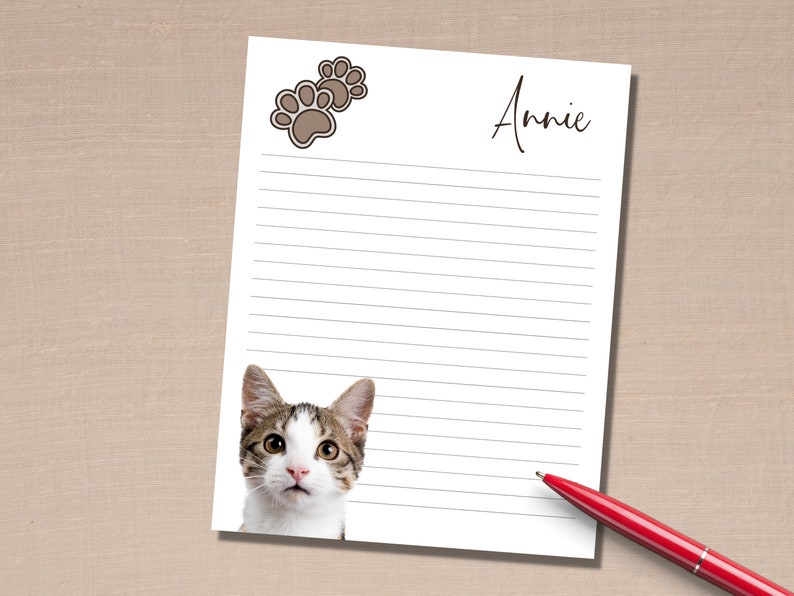 CAT Personalized Printable Stationery, YOUR Cat's Photo, Printable Note ...