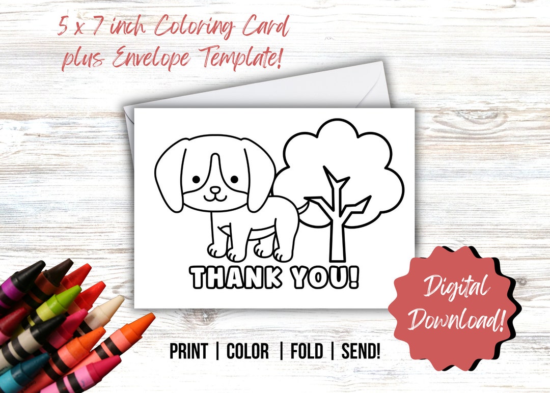 PRINTABLE Thank You Coloring Card, Kid's Thank You Note, Monkey ...