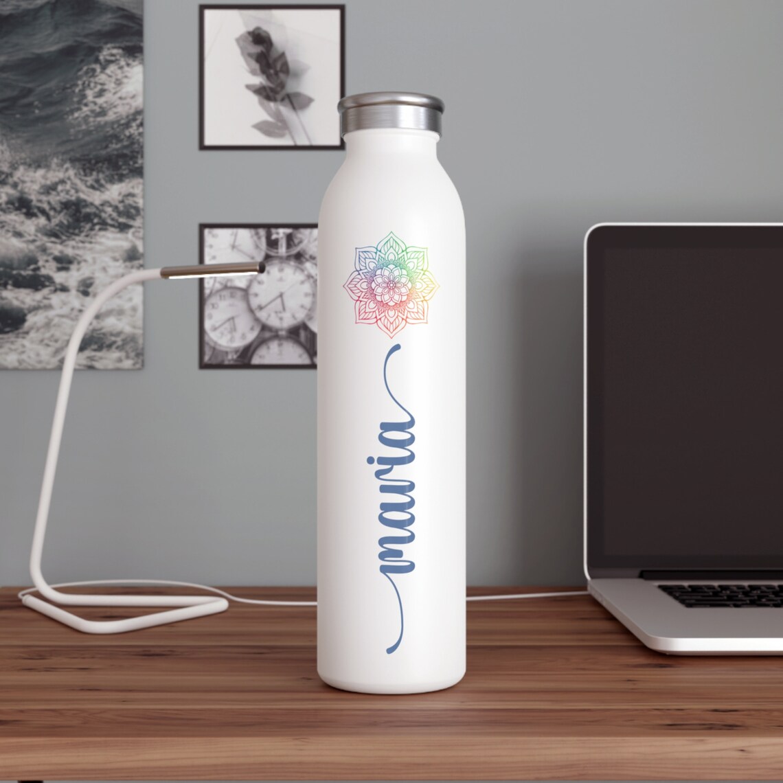 Rainbow Mandala Stainless Steel Water Bottle, Custom Water Bottle, Gift ...