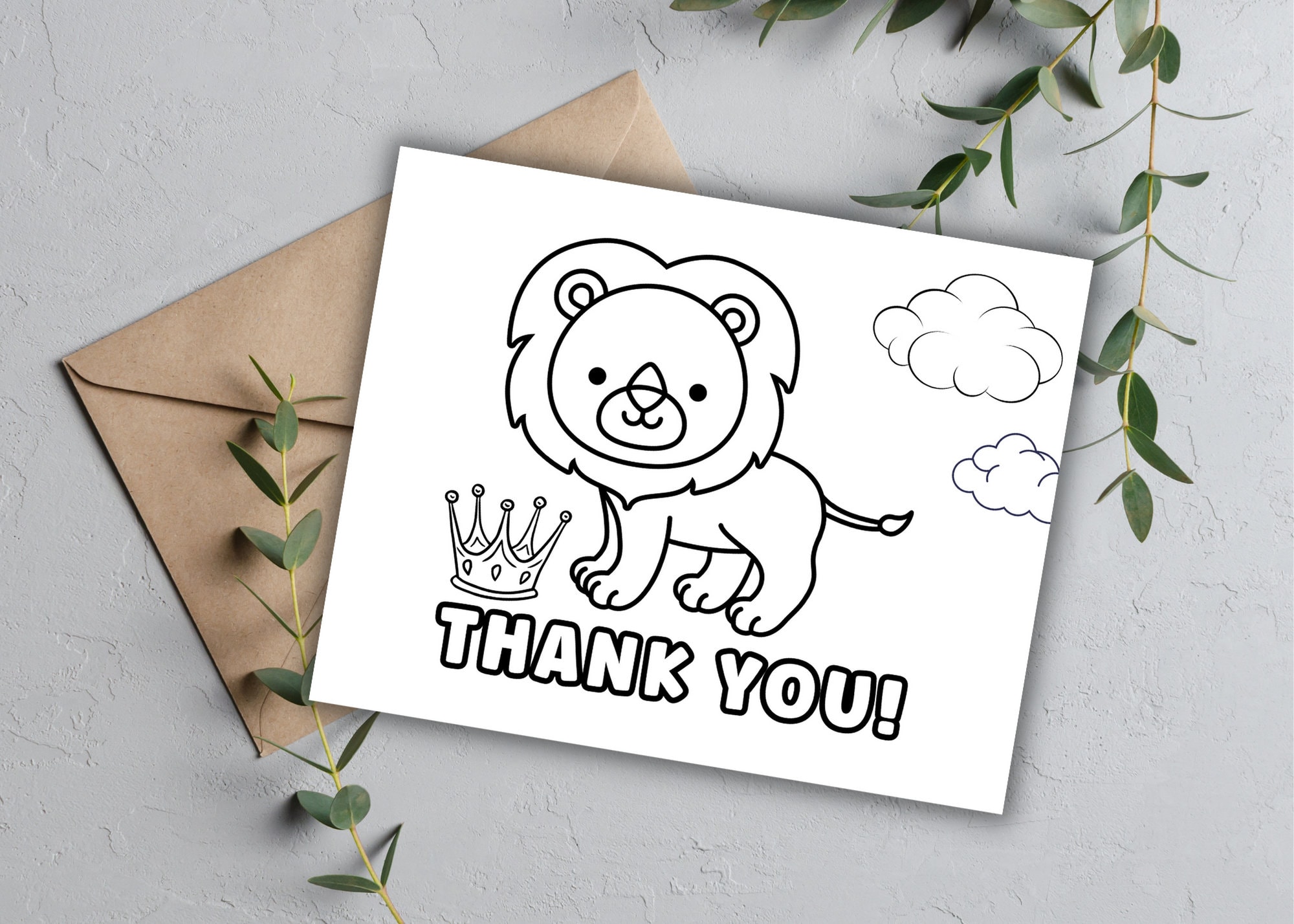 PRINTABLE Thank You Coloring Card Set Kid's Thank You - Etsy