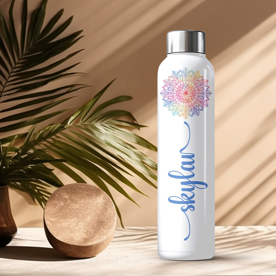 Rainbow Mandala Stainless Steel Water Bottle, Custom Water Bottle, Gift ...