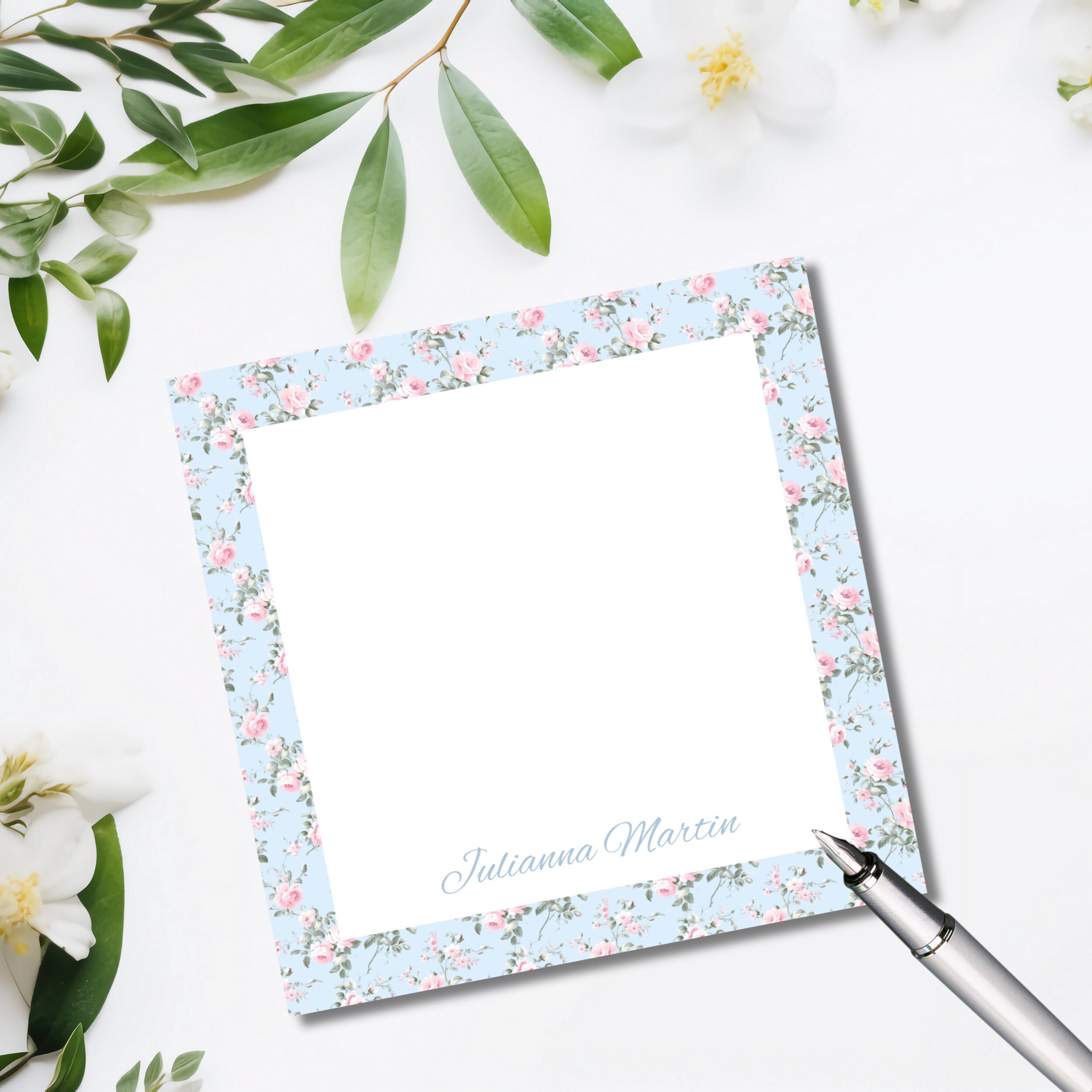 4 X 4 Inch Shabby Chic Floral Border Notepads, 8 Floral Borders ...
