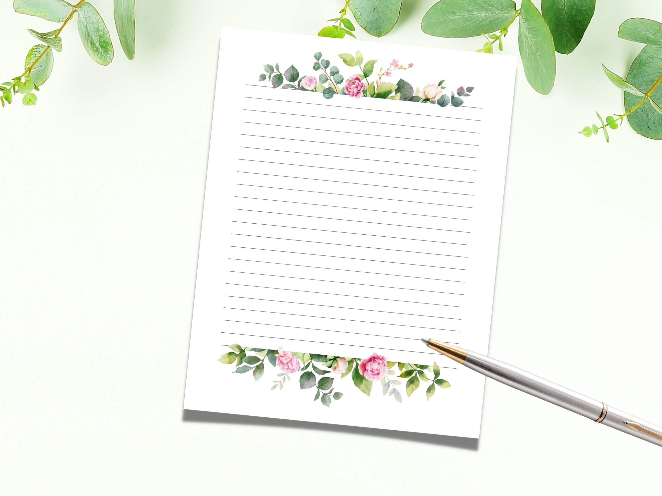 Eucalyptus & Roses Digital Stationery, Eucalyptus and Roses Digital ...