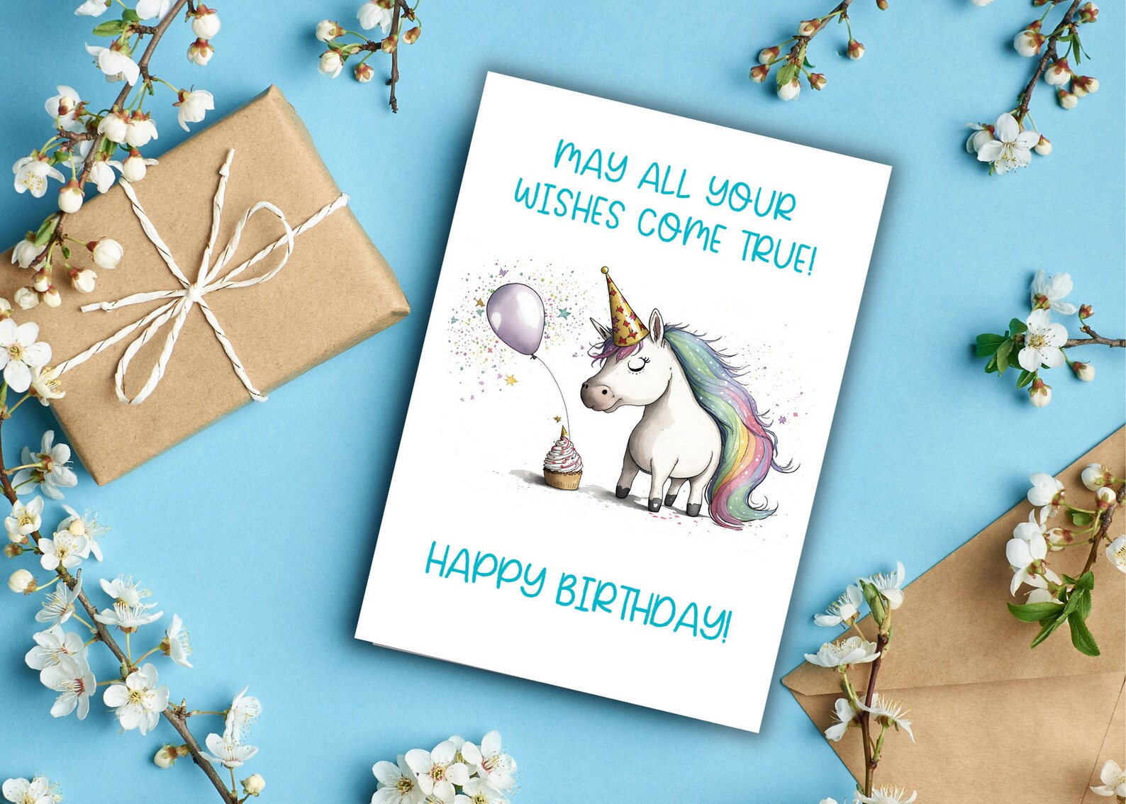 PRINTABLE Unicorn Happy Birthday Card, DIY Print Card, Unicorn Birthday ...