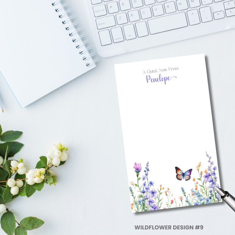 Wildflower Notepad With YOUR Name, Personalized Notepad, Custom Notepad, Custom Stationery ...