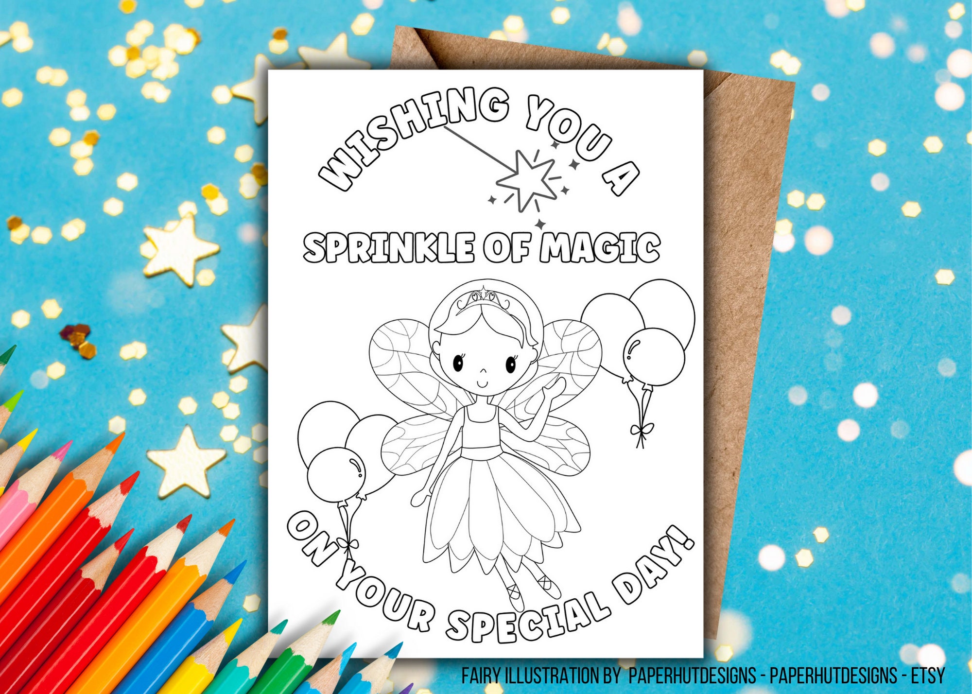 PRINTABLE Fairy Birthday Coloring Card Set, Kid's Birthday Cards, Fairy ...