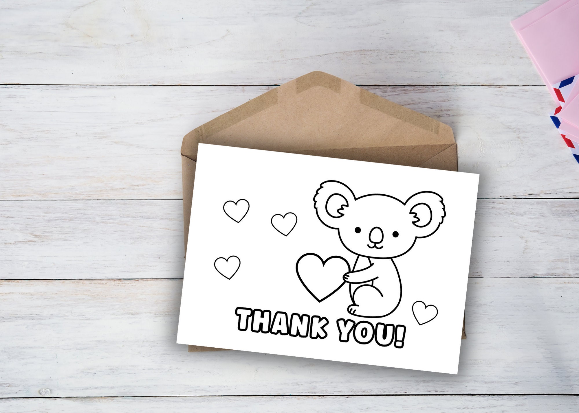 PRINTABLE Thank You Coloring Card Bundle, Kid's Thank You Notes ...