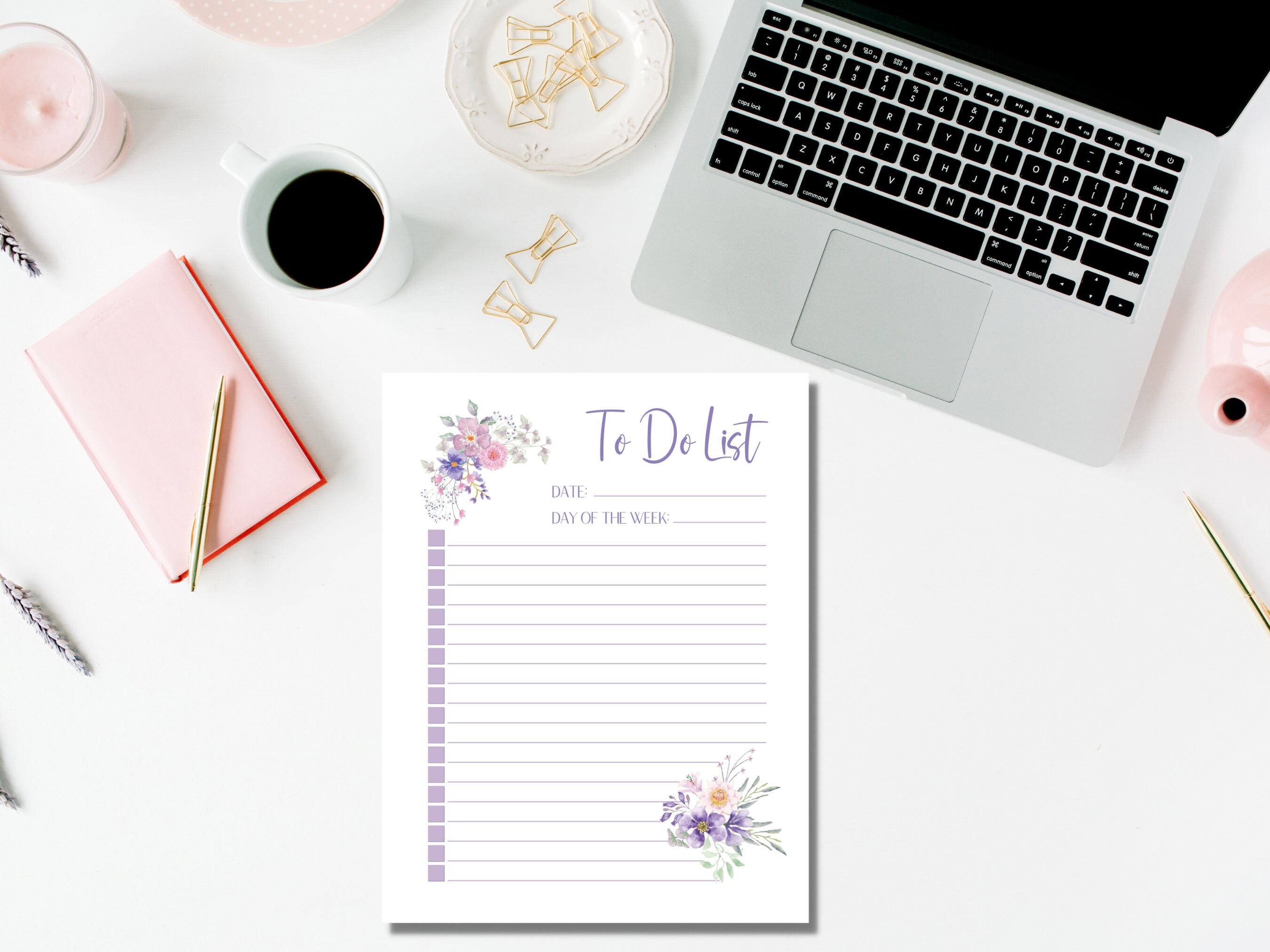 Purple Bouquet To-do List, Instant Download To-do List, To-do List, To ...