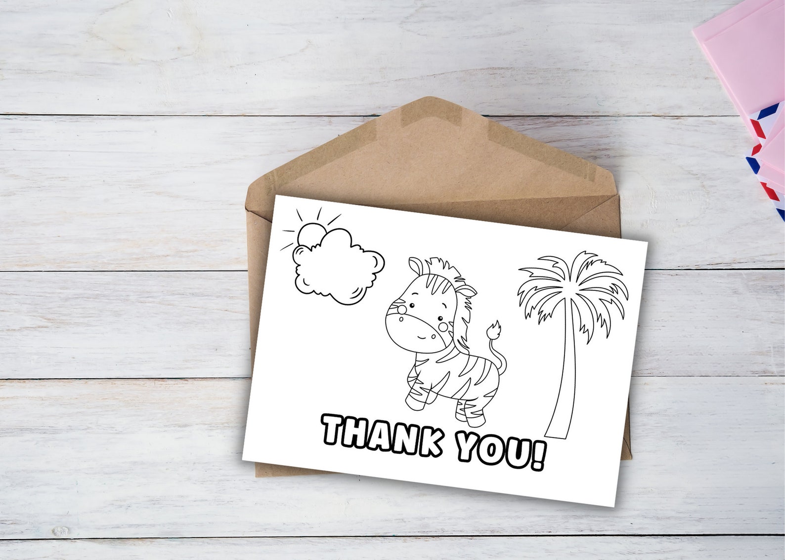 PRINTABLE Thank You Coloring Card Set, Kid's Thank You Notes, Thank You ...