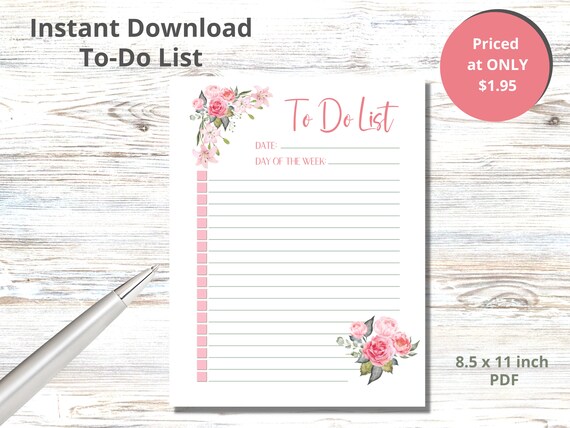 Instant Download To-do List Daily Planner Sheets Pink - Etsy