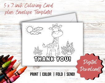 PRINTABLE Thank You Coloring Card, Kid's Thank You Note, Monkey ...