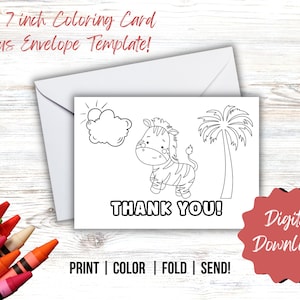 PRINTABLE Thank You Coloring Card, Kid's Thank You Note, Thanks ...