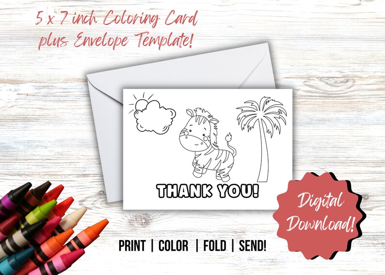 PRINTABLE Thank You Coloring Card, Kid's Thank You Note, Thanks ...
