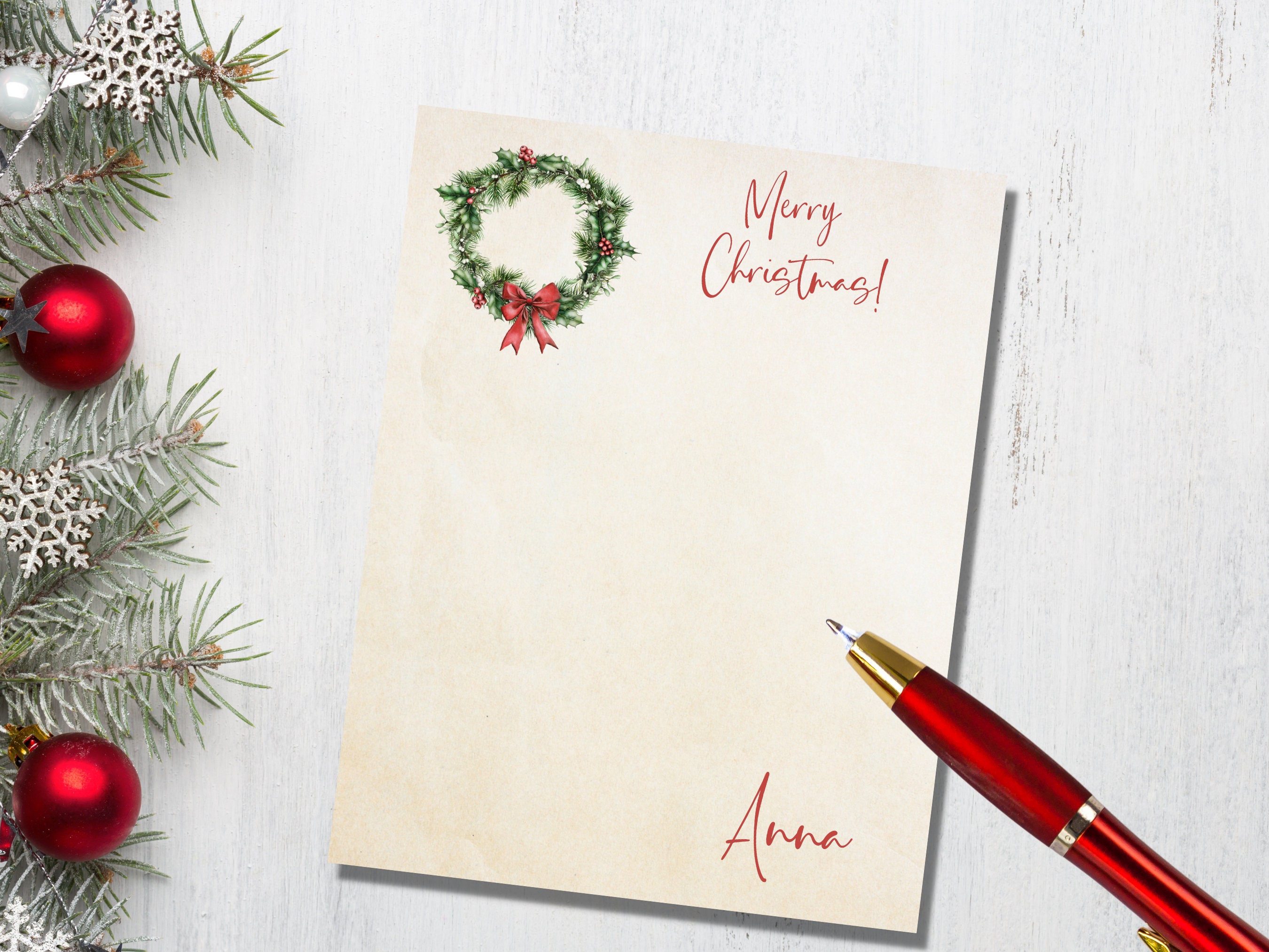 Christmas Printable Stationery, Printable Note Paper, Personal ...