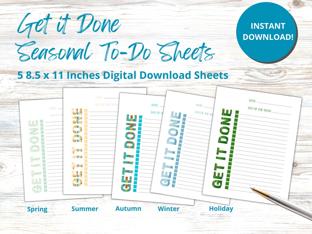 Get It Done To-do List, Instant Download To-do List, Seasonal Task List ...