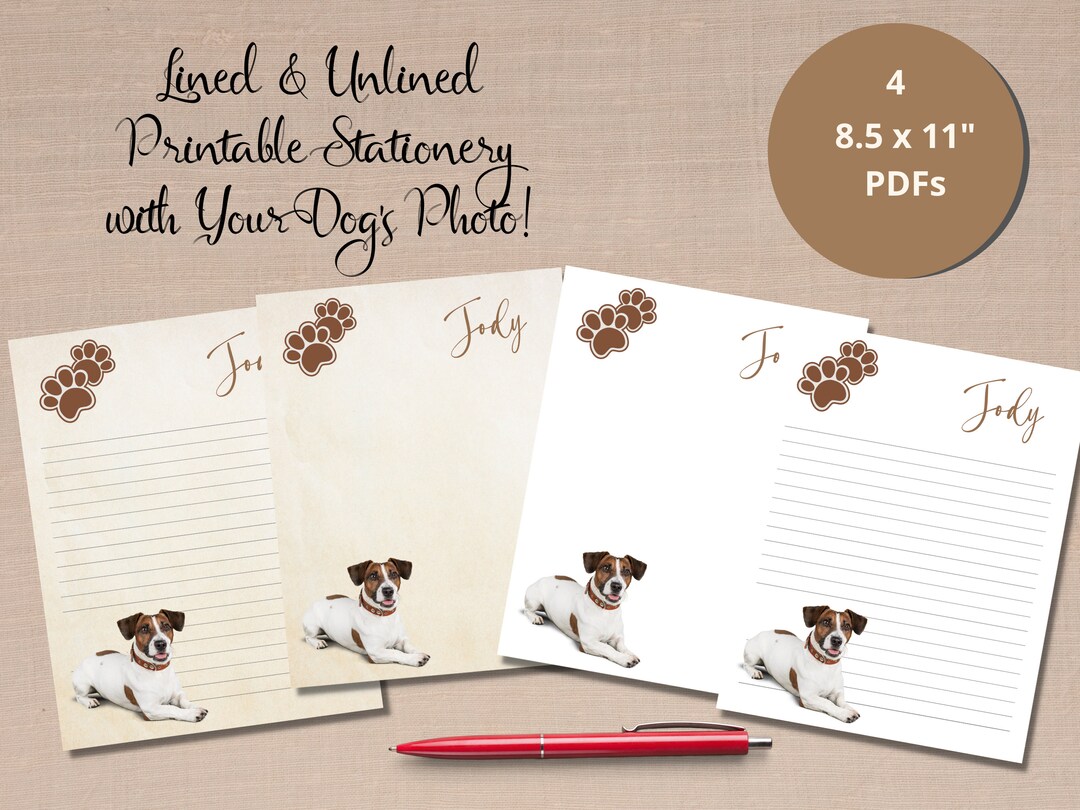 DOG Personalized Printable Stationery, YOUR Dog's Photo, Printable Note ...
