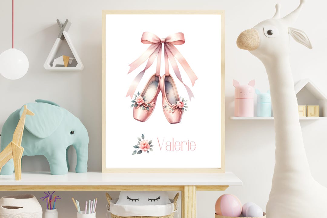 Ballet Slipper Wall Art, Personalized Girls Nursery Prints, Ballerina ...