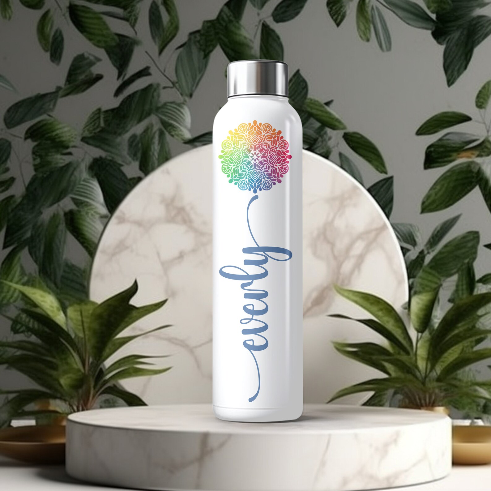 Rainbow Mandala Stainless Steel Water Bottle, Custom Water Bottle, Gift ...
