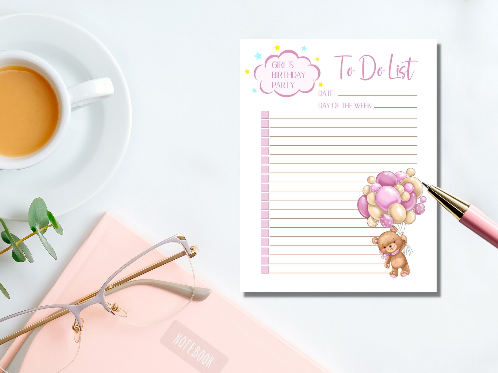 Girl's Birthday Party To-do List, Instant Download To-do List, Party To ...