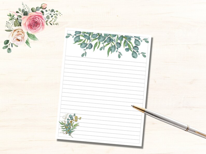 Printable Stationery, Eucalyptus Digital Stationery, Eucalyptus Digital ...