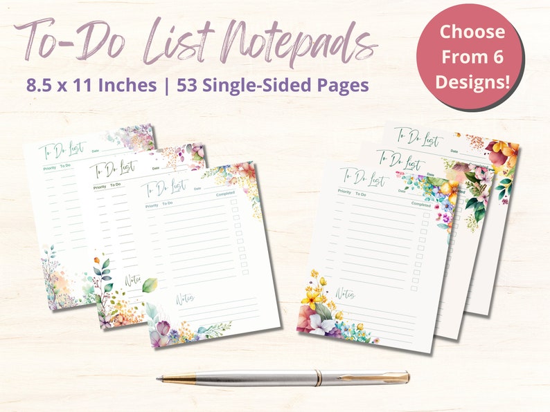 To-do List Notepad, Floral Notepad, Floral To-do List, Mother's Day ...