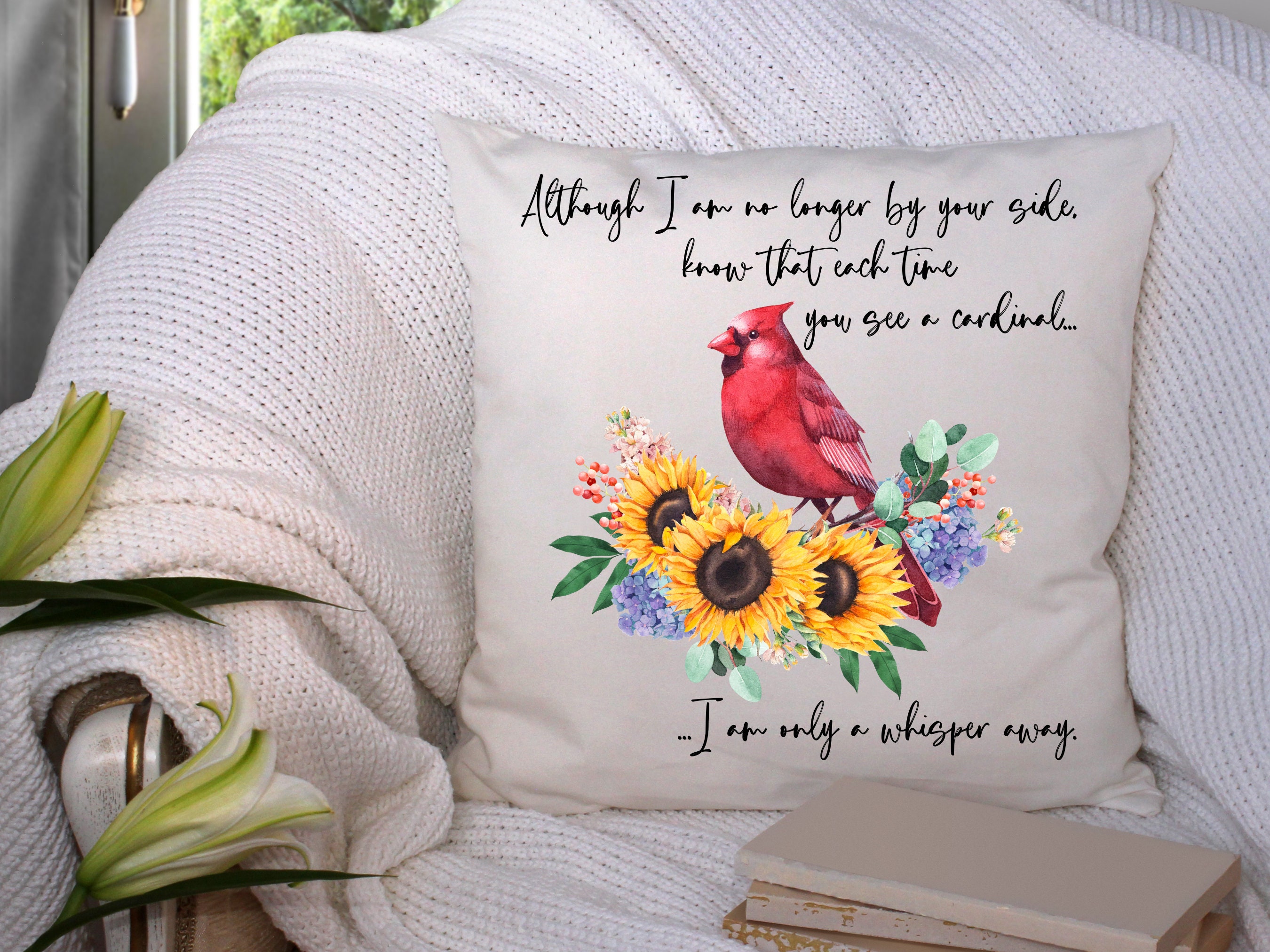 Cardinal Pillow, Red Cardinal Bird Pillow, Watercolor Cardinal ...