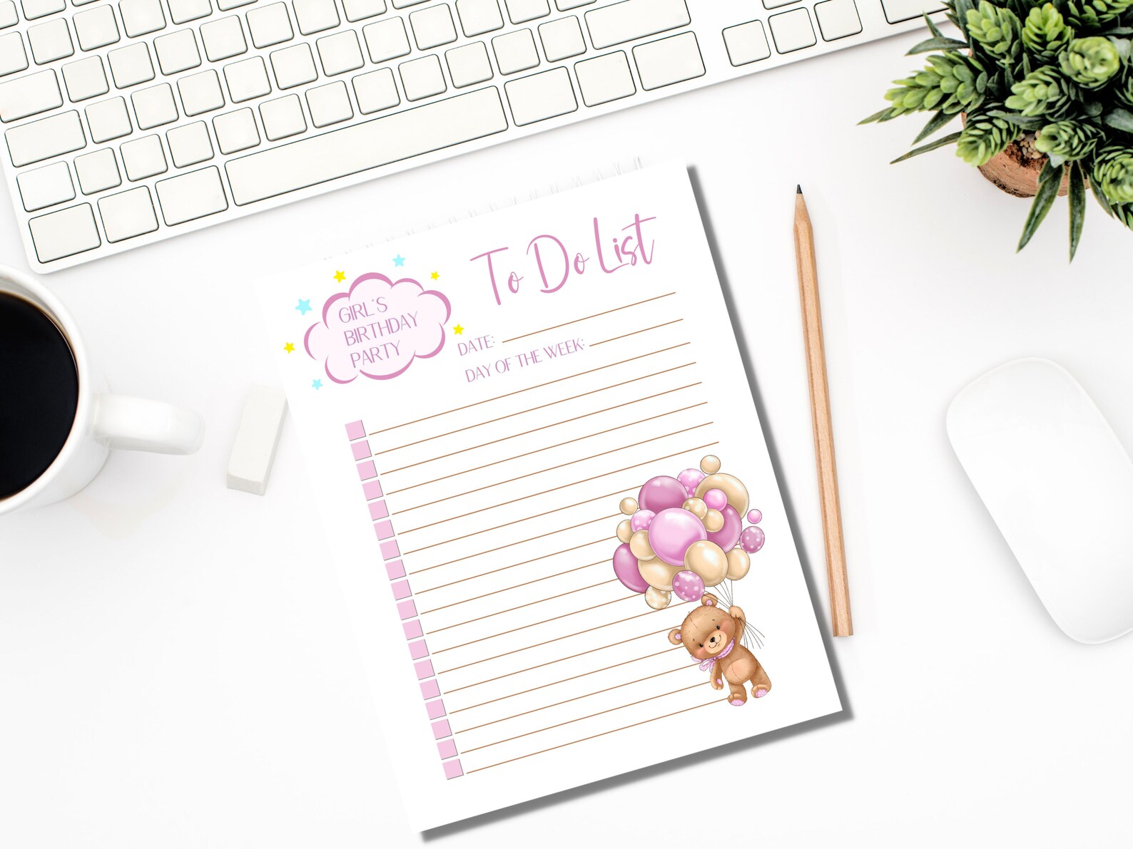 Girl's Birthday Party To-do List, Instant Download To-do List, Party To ...