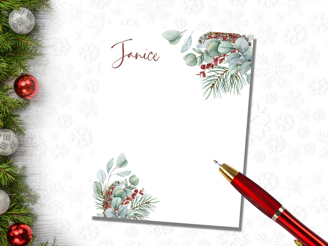 PERSONALIZED Christmas Printable Stationery Printable Note - Etsy