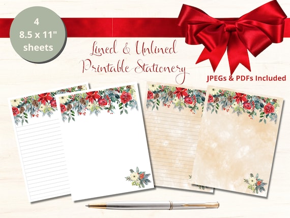Printable Stationery Printable HOLIDAY Note Paper Christmas - Etsy