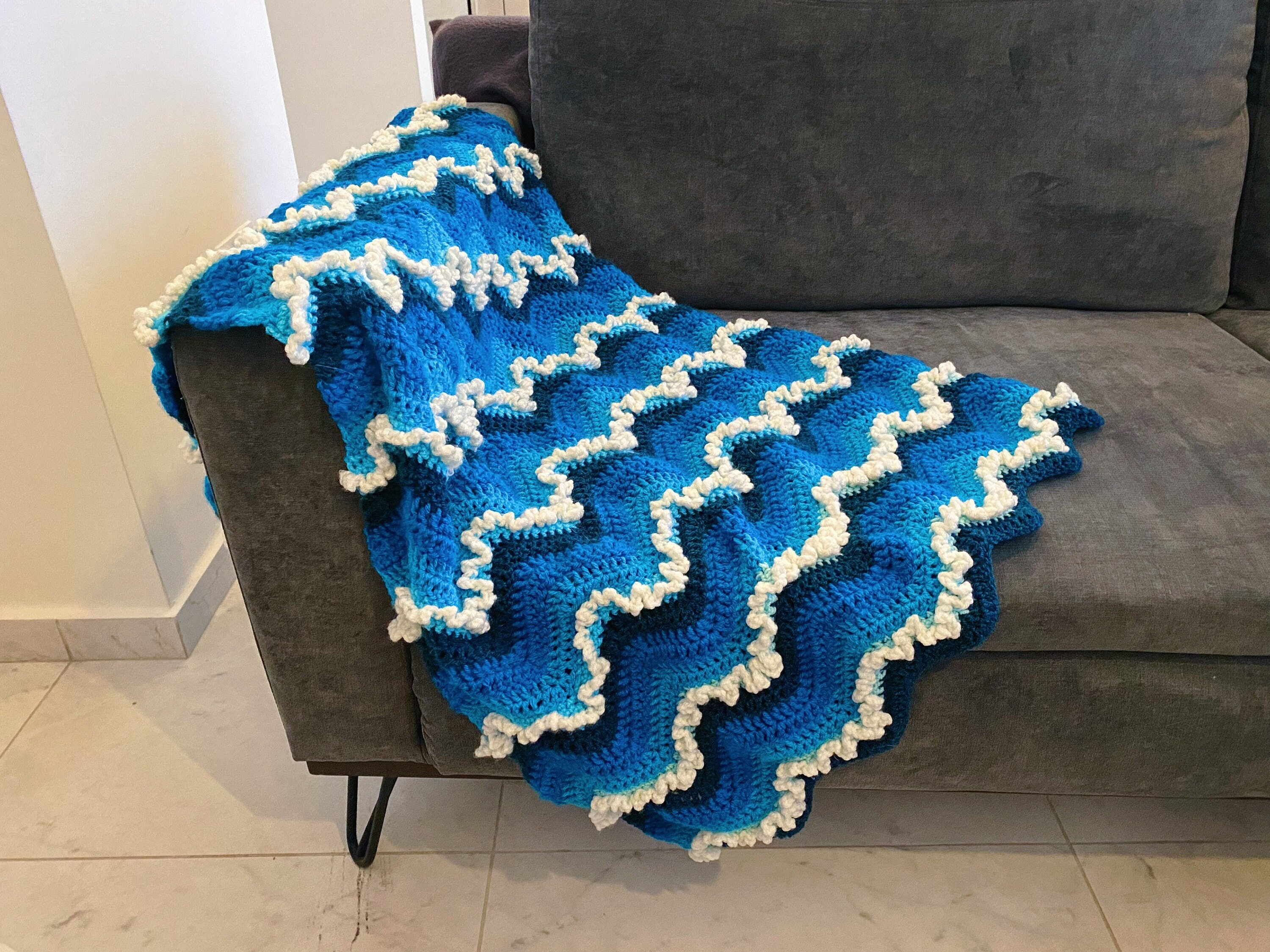 Crochet PATTERN: Ocean Waves Chunky Blanket - Etsy