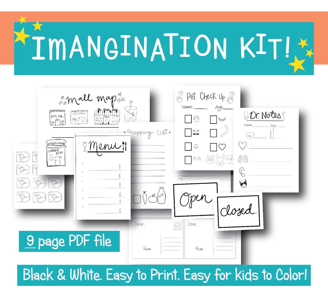 Kids Play Pretend Printable / Kids Imagination Printable / Kids Play ...