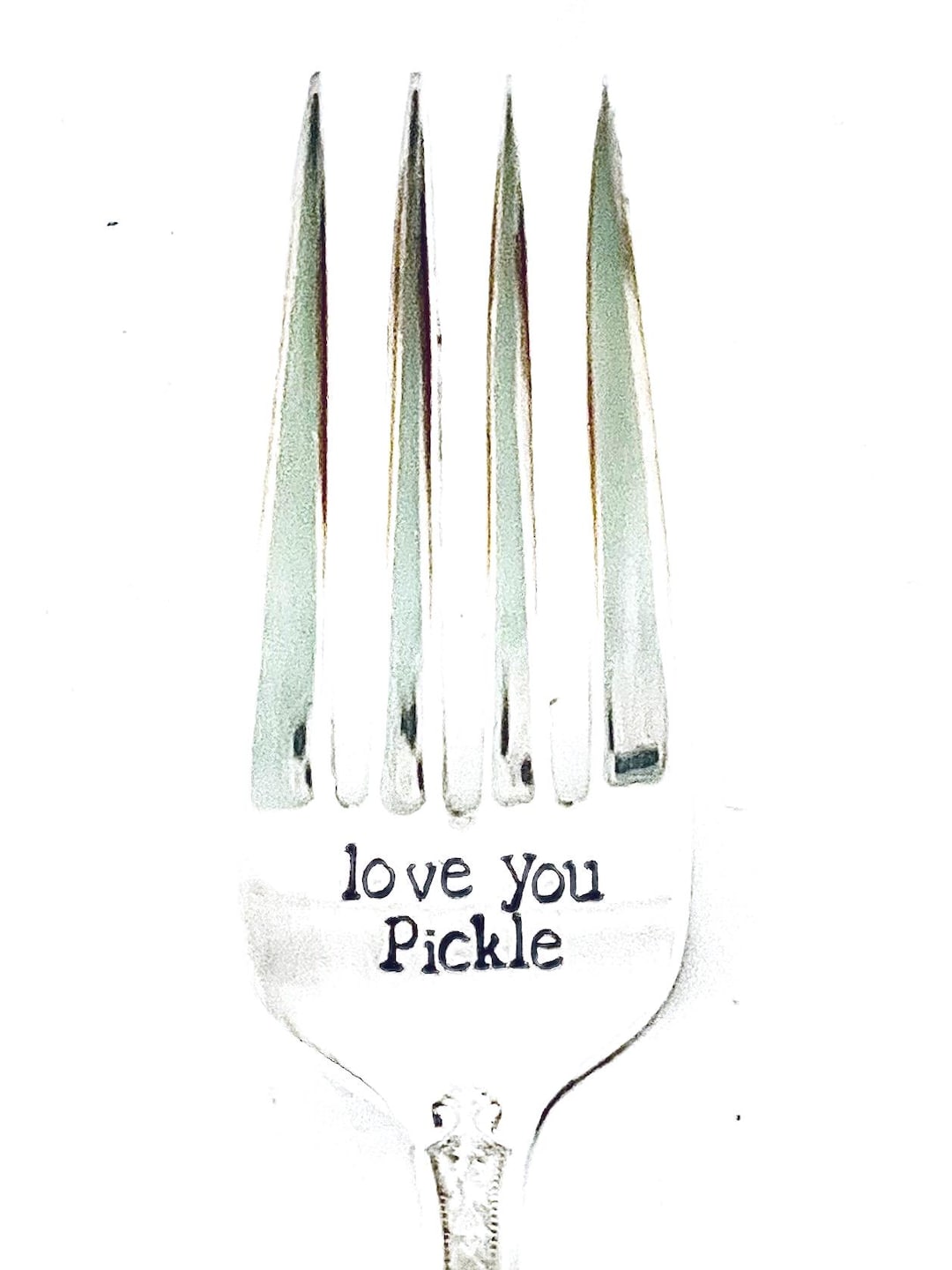 Hand Stamped Silver Plated Pickle Fork: 'love You Pickle' - Etsy