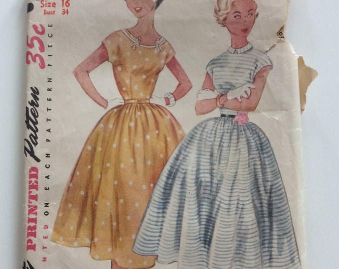 Vintage Ca. 1953 Mccalls 9426 Womens Dress Sewing Pattern-size 16 Bust ...
