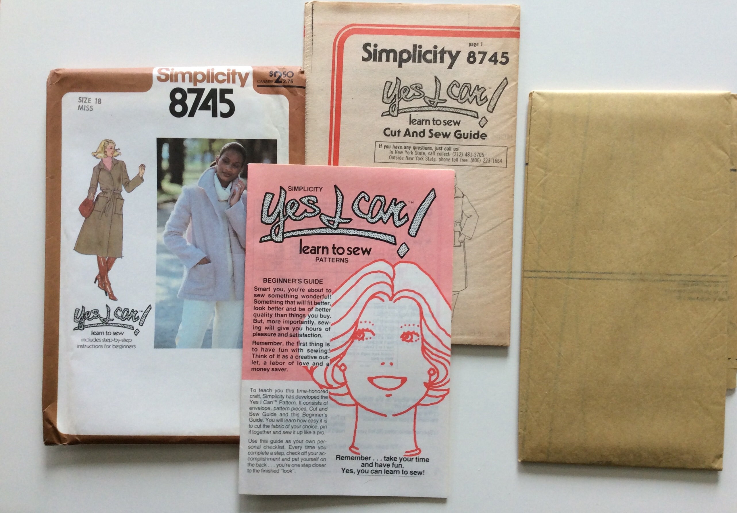 Vintage Ca. 1978 Simplicity 8745 Womens Unlined Coat or Jacket and Tie Belt Sewing Pattern-size ...