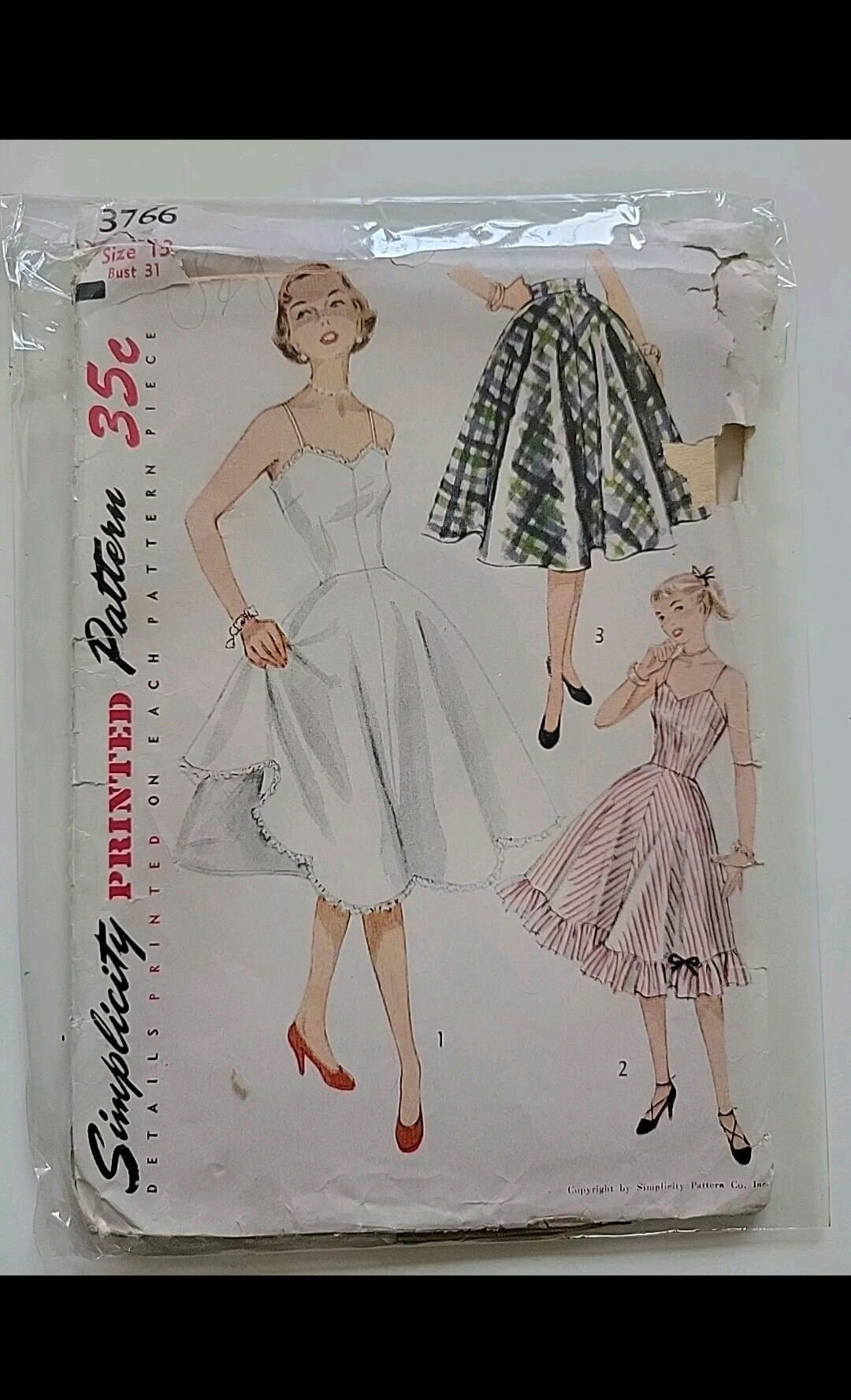 Vintage Ca. 1952 Simplicity 3766 Women’s Slip Dress Petticoat Sewing ...