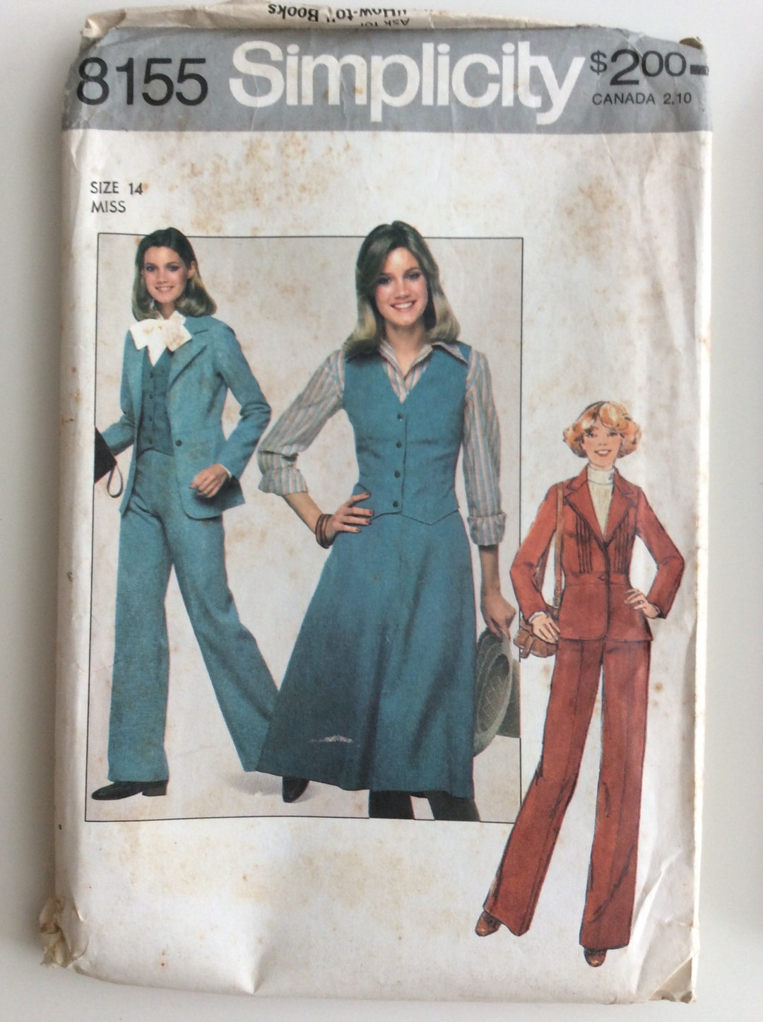 Vintage Ca. 1977 Simplicity 8155 Womens Pants, Skirt, Blazer & Vest ...