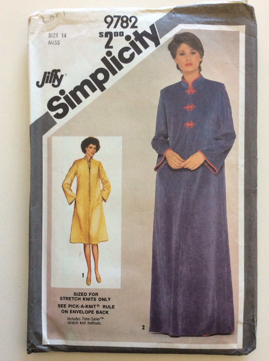 Vintage Ca. 1980 Simplicity 9782 Womens Jiffy Robe in 2 - Etsy