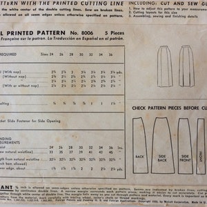 Vintage Ca. 1950 Mccall 8006 Womens Skirt Sewing Pattern-waist 28cut ...
